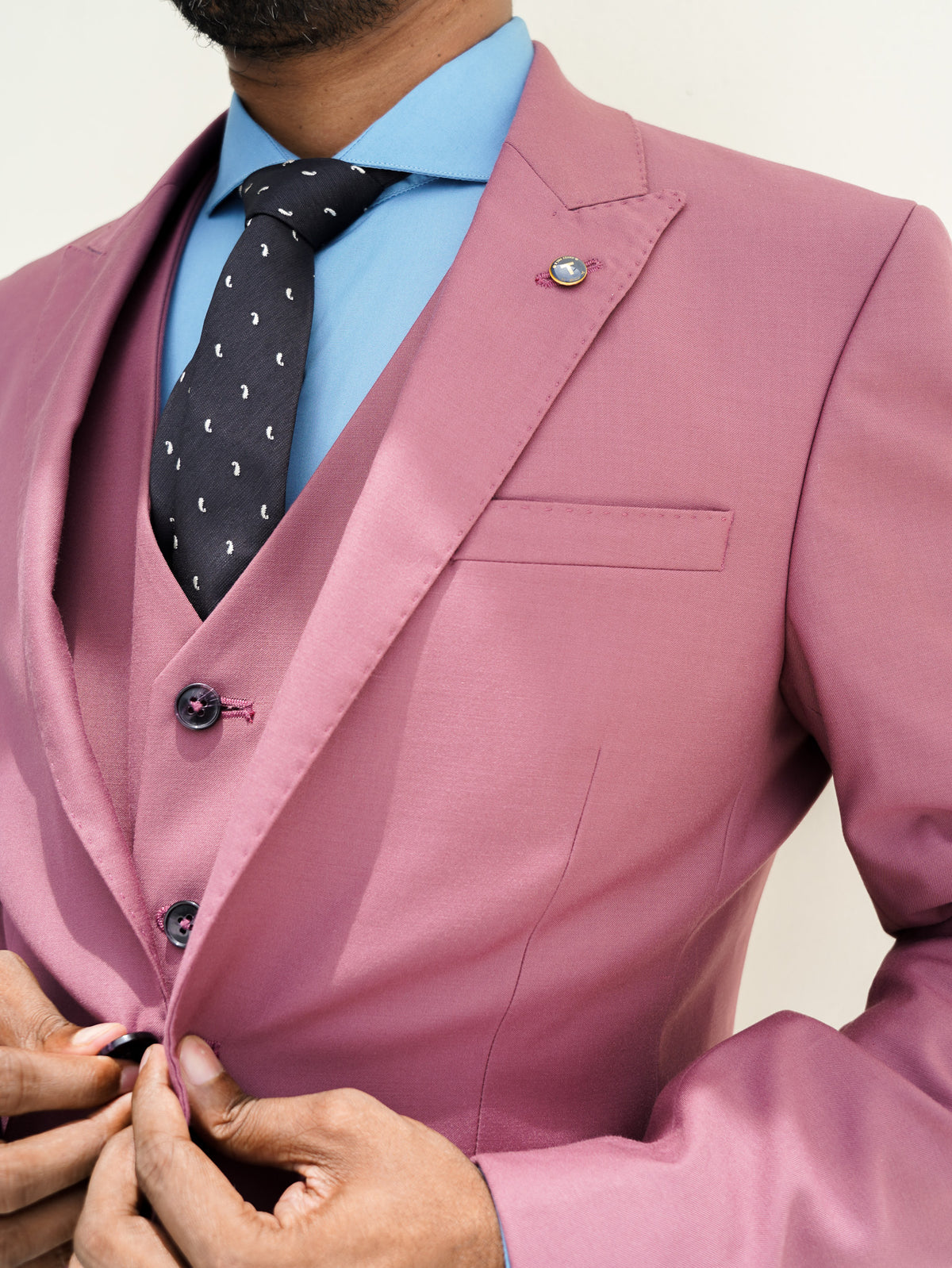 T the Brand Pink 3 piece Peaked Lapel Suit | Tea & Tailoring