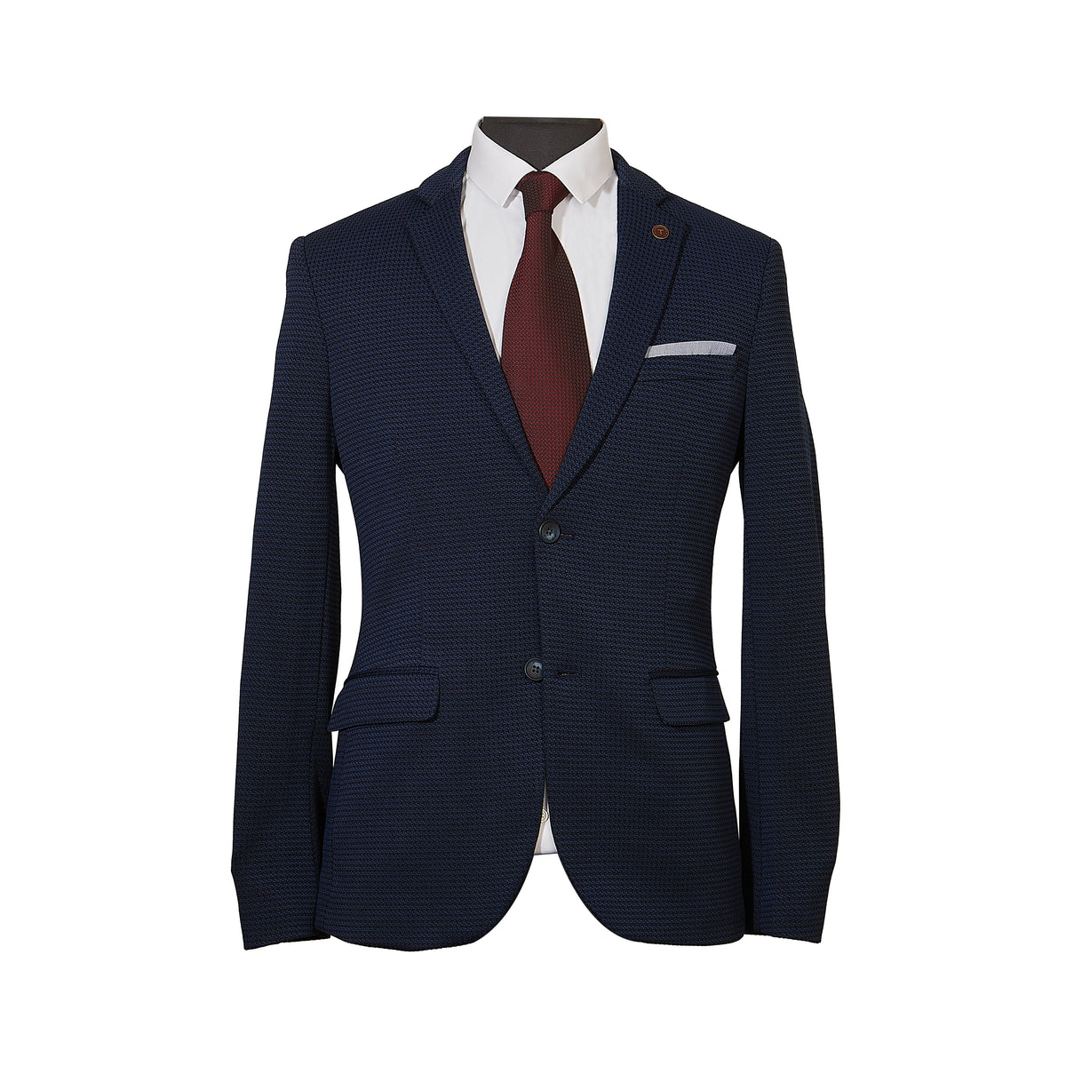 Navy Structure Stretch Knit Blazer | Tea & Tailoring